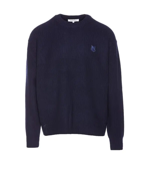 Maison Kitsuné Fox Head Wool Jumper - Blue