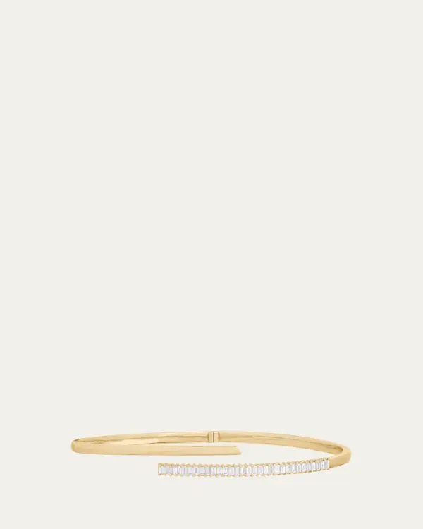 Lana Jewelry 14k Gold Criss Cross Baguette Diamond Bangle - Yg