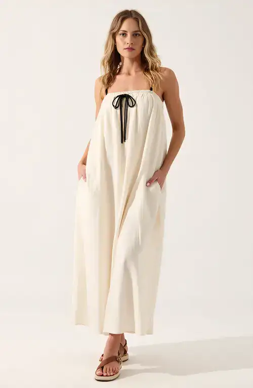 Modenaire Strapless Tie-Front Maxi Dress In Ivory / Black - 20% Off |  Editorialist