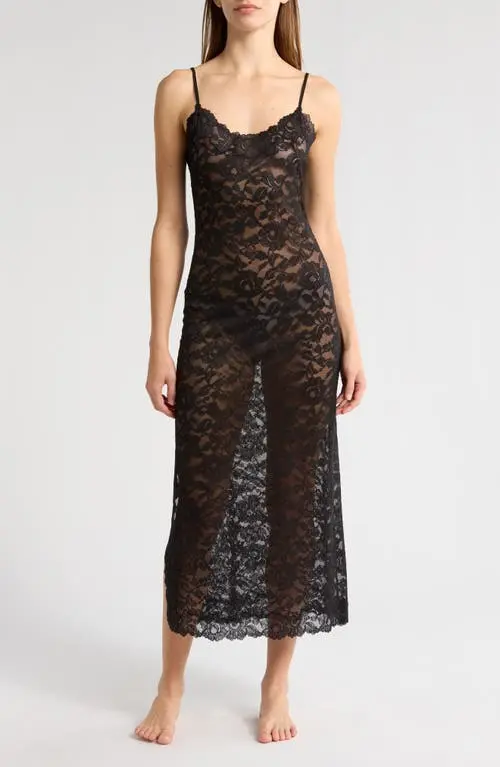 Natori Peony Lace Nightgown - Black