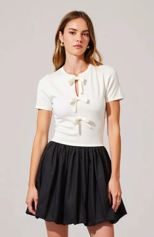 MODENAIRE Knit And Poplin Mini Dress