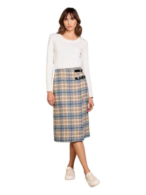 CELTIC & CO. Kilt Skirt - Oatmeal / Denim