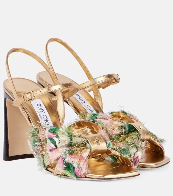 JIMMY CHOO Annika 95 Metallic Leather Sandals - Multicoloured