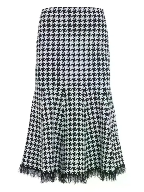 Alexander McQueen Houndstooth Midi Skirt - Black