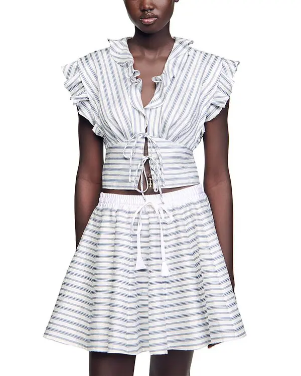 Sandro X Louise Bourgeois Striped Crop Top Exclusive - Blue/white