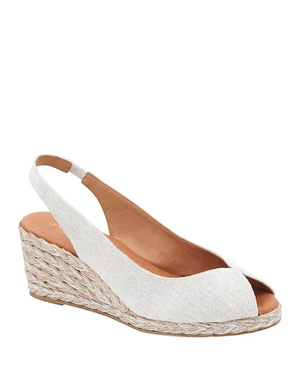 Andre Assous Audrey Jute Wedge Sandals - White/silver