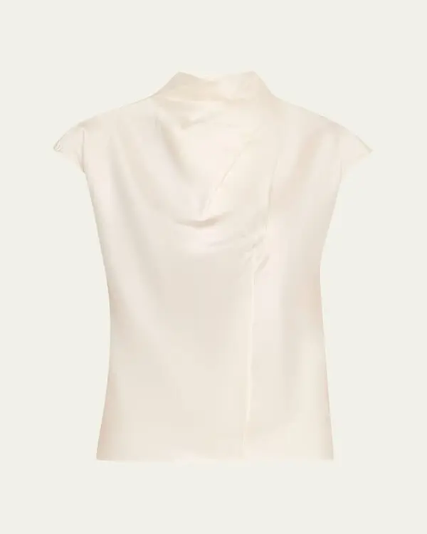 Veronica Beard Leilany Draped Silk Top - Ivory