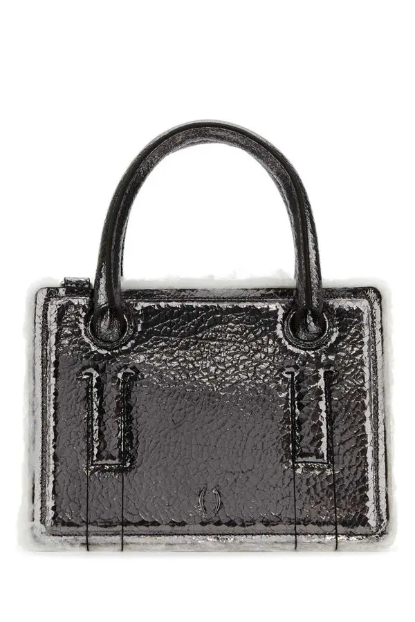 DENTRO Lead Leather Mini Otto Handbag - Grey