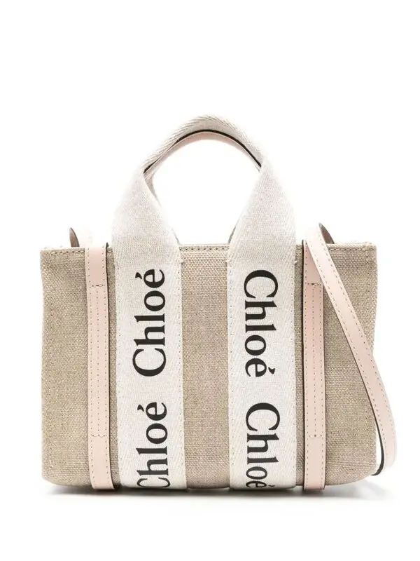Chloé Mini Woody Linen Tote - Multicolor
