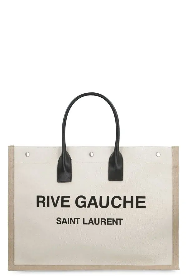 Saint Laurent Canvas Rive Gauche Tote - Beige