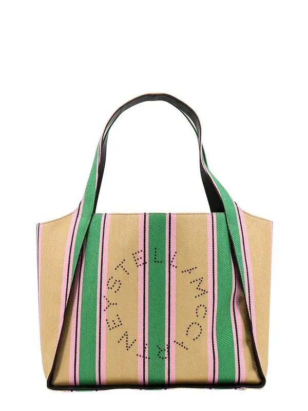 Stella Mccartney Raffia Shopping Bag In Stripped 39% Off