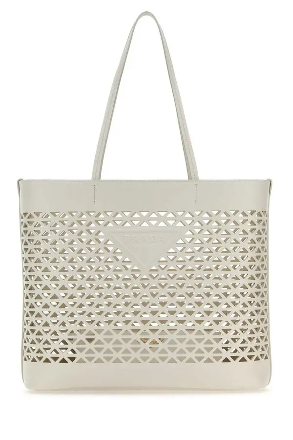 Prada Leather Shopping Bag - White