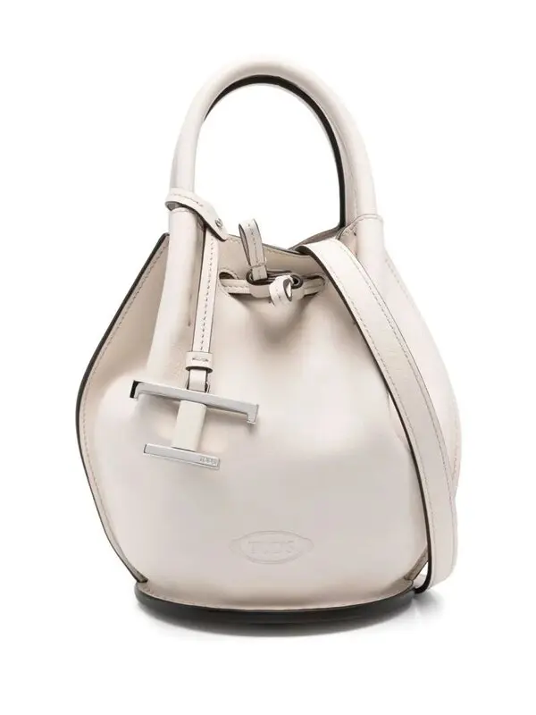 TOD'S Logo-charm Leather Mini Bucket Bag - Beige