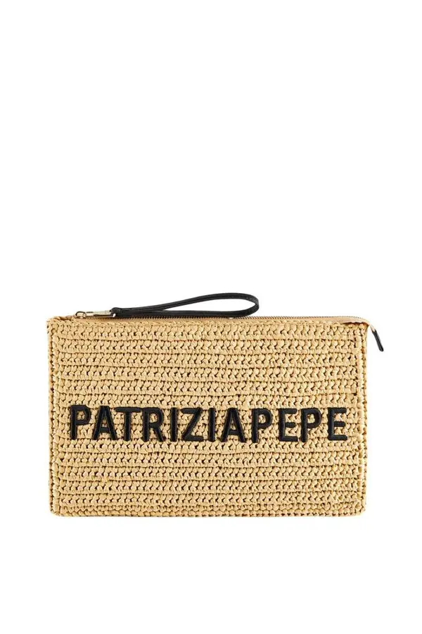 Patrizia Pepe Woven Clutch In Beige 24% Off Editorialist