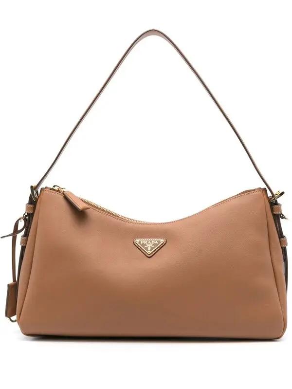 Prada Aimée Medium Leather Shoulder Bag - Caramel 0
