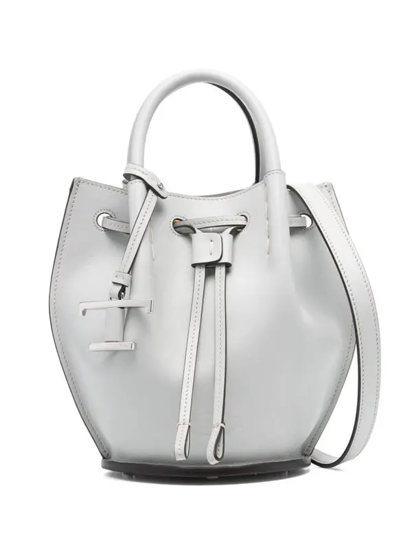 TOD'S Logo-charm Leather Mini Bucket Bag - Grey