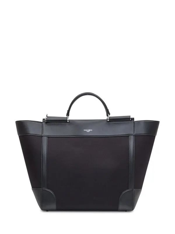 Dolce & Gabbana Panama And Calfskin Leather Bag - Black