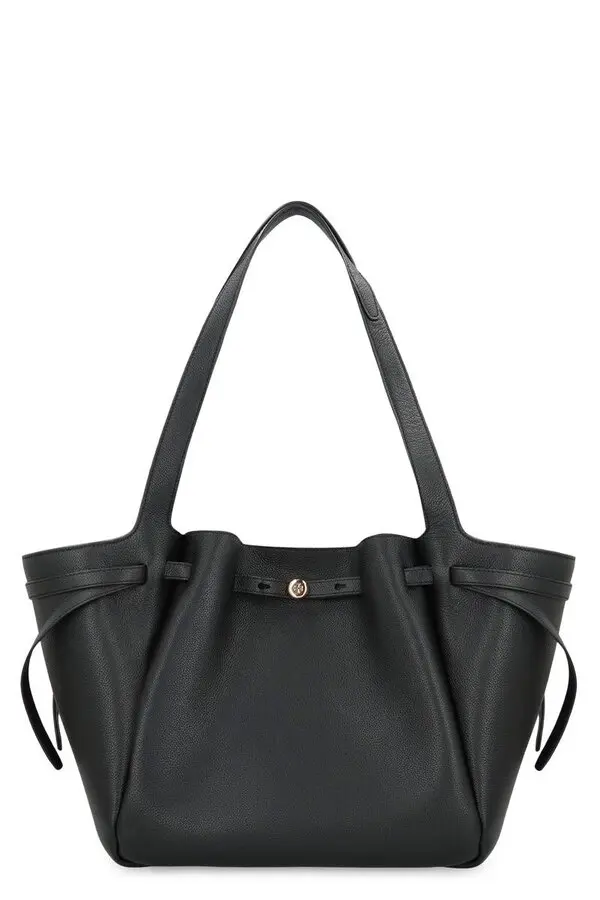 Tory Burch Romy Smooth Leather Tote - Black
