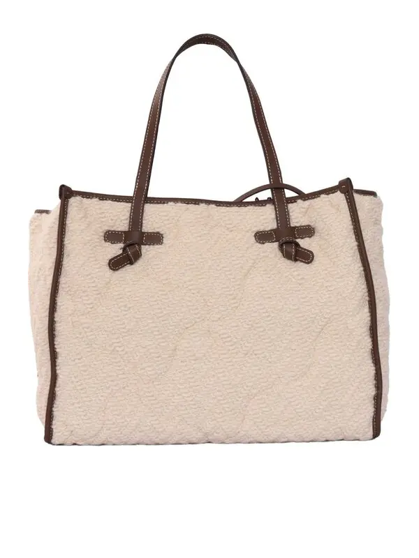 GIANNI CHIARINI Leather And Fabric Shoulder Bag - White