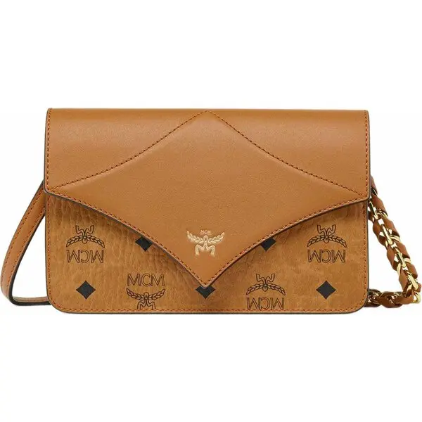 Mcm Diamond Visetos Shoulder Bag - Cognac