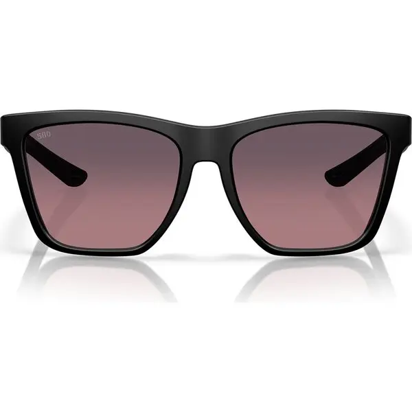 COSTA DEL MAR 57mm Polarized Rectangular Sunglasses - Matte Black/rose 580g