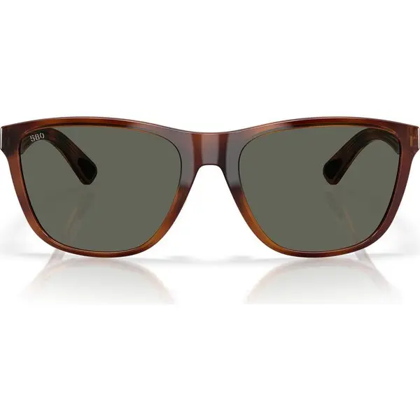 COSTA DEL MAR 57mm Polarized Rectangular Sunglasses - Tortoise/ Gray 580g