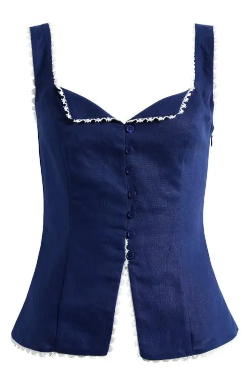 REFORMATION Viola Linen Top - Danube