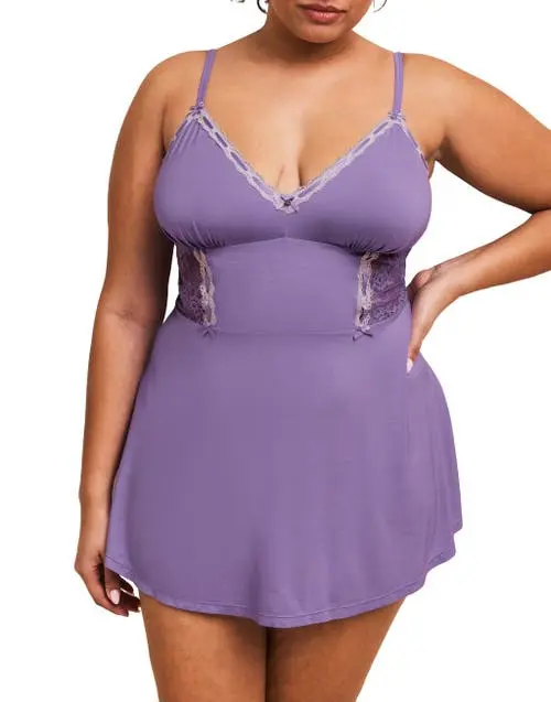 ADORE ME Hilda Babydoll & Hipster Set - Medium Purple
