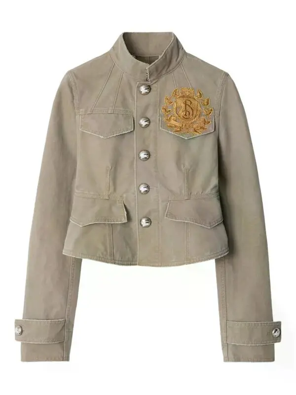 Burberry Crest Cotton Jacket - Neutrals