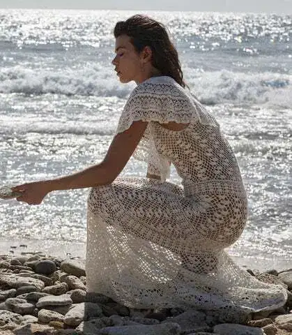 white christmas dresses Shop Pearl Halter Crochet Multi Maxi Dress