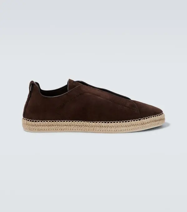 Zegna Triple Stitch Suede Espadrilles - Brown