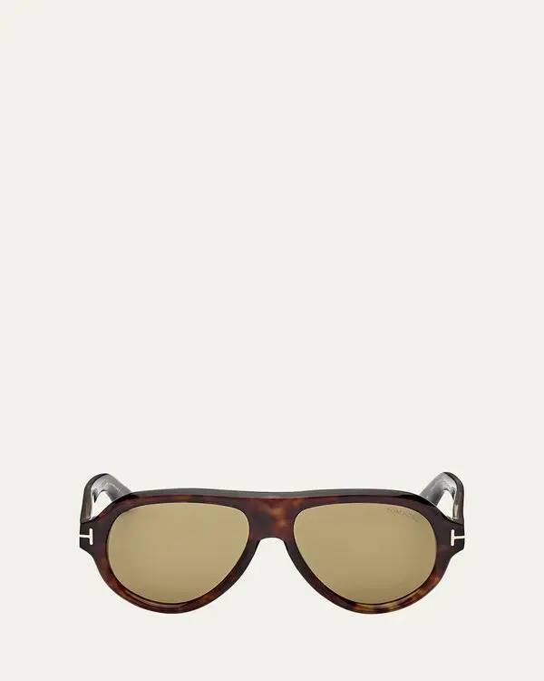 TOM FORD Acetate Aviator Sunglasses - Shiny Dark Havana