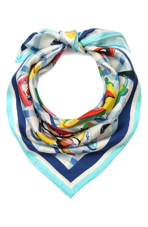 Kate Spade New York Lobster Lunch Silk Square Scarf - Blue Multi