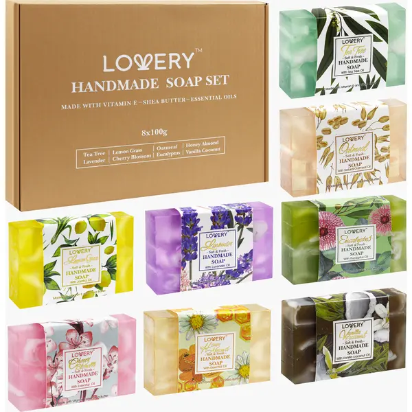 LOVERY Handmade Soap Set8 Piece Variety Pack