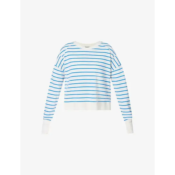 Sweaty Betty Cotton And Modal-blend Sweatshirt - Tidal Blue Stripe