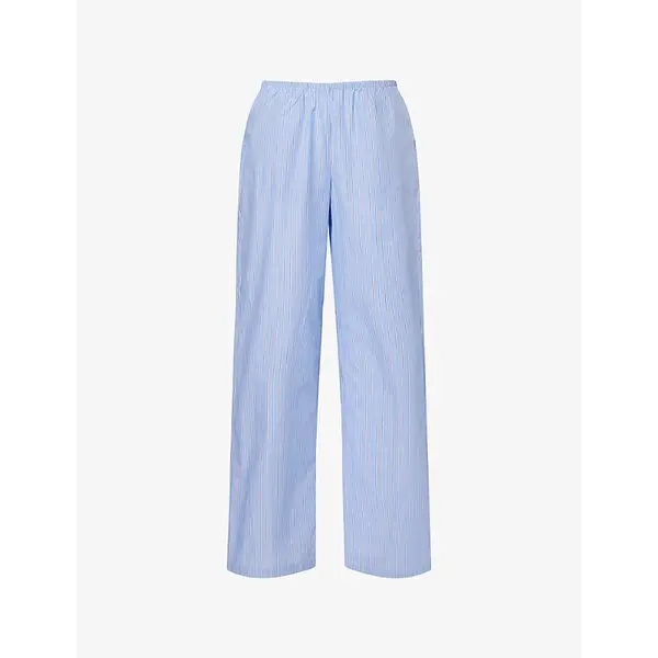 ADANOLA Relaxed-fit Striped Cotton-poplin Trousers