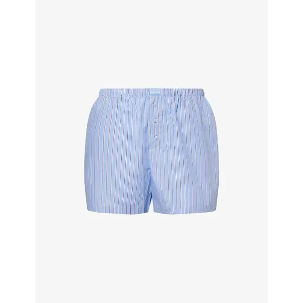 ADANOLA Relaxed-fit Striped Cotton-poplin Boxer Shorts