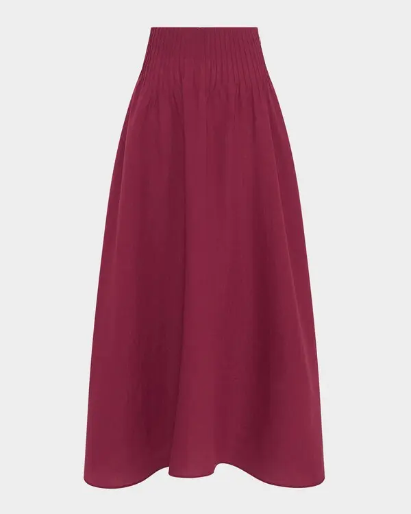 Gabriela Hearst Penelope Maxi Linen Skirt - Raspberry