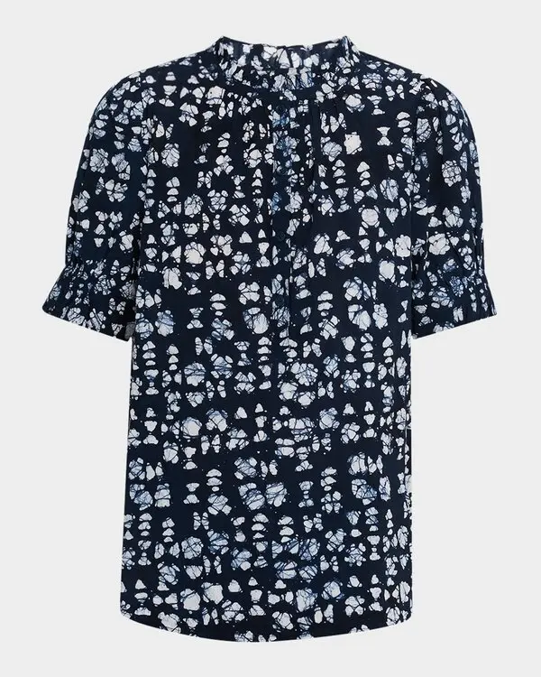 APIECE APART Los Altos Abstract-print Top - Batik Geo Indigo