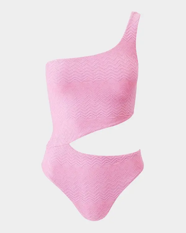 Melissa Odabash Nassau Asymmetric One-piece Swimsuit - Zigzag Pink