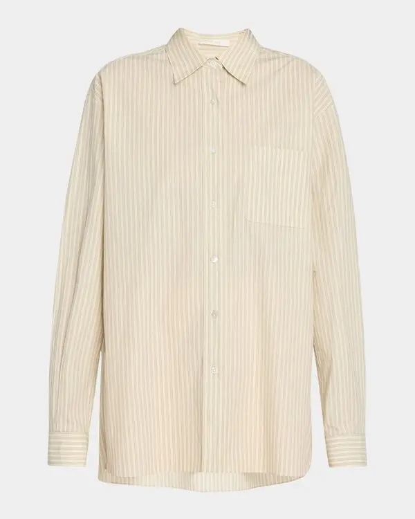 THE ROW Nesson Striped Button Down Shirt - Sage Tint  Graphene