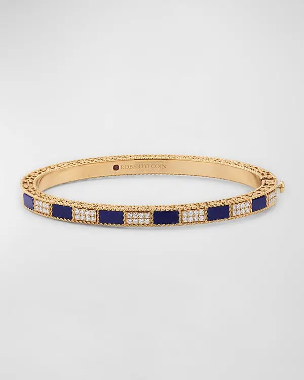 Roberto Coin 18k Lapis Lazuli And Diamond Bangle