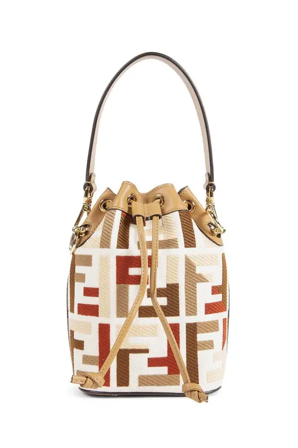 Fendi Mini Mon Tresor Canvas Ricamo Top Handle Bag - Multicolor