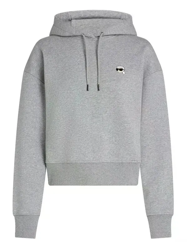 Karl Lagerfeld Ikon-patch Cropped Hoodie