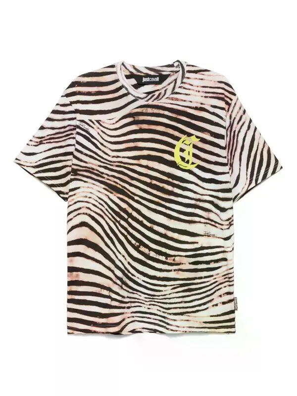 Just Cavalli Jungle-print Monogram T-shirt - Neutrals