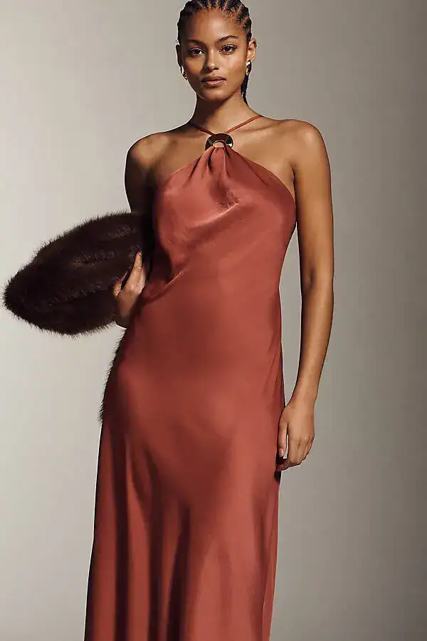 anthropologie evening dresses Beige Ruffled Sweetheart Maxi Dress by BHLDN Anthropologie – SilkRoll main image 0