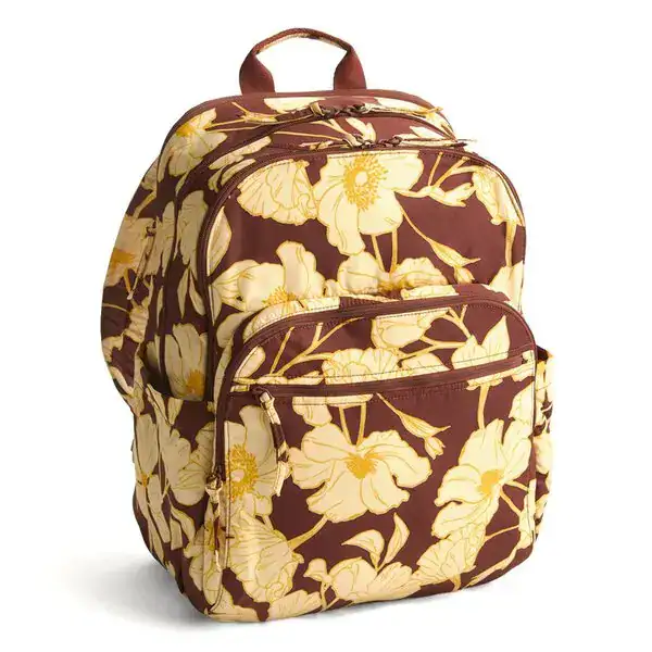 Vera Bradley Large Bancroft Backpack In Brown/Yellow 40% Off
