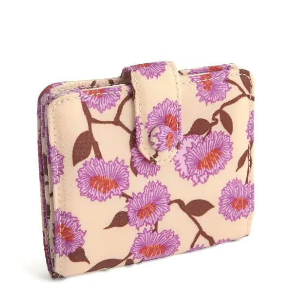 VERA BRADLEY Small Tab Wallet In Stripey Buttons - White/purple