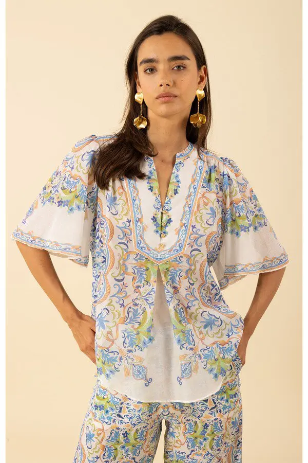 Hale Bob Estrella Voile Cotton Top - Neutral