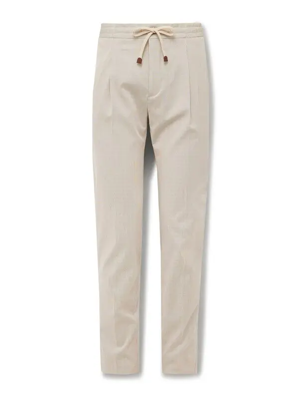 Incotex Venezia 1951 Tapered Pleated Striped Trousers - Neutrals